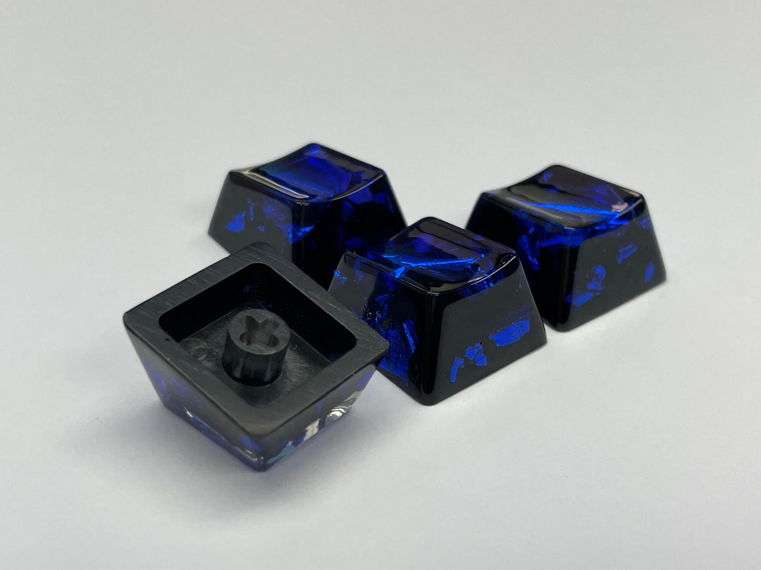 Black & Blue Keycaps - More Sizes - Artisan Glossy Arrow Keys, ESC 1u ...
