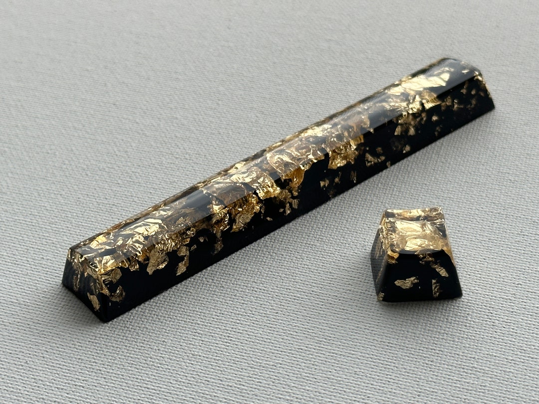 Black & Gold Keycaps - More Sizes - Artisan Glossy Arrow Keys, ESC 1u ...