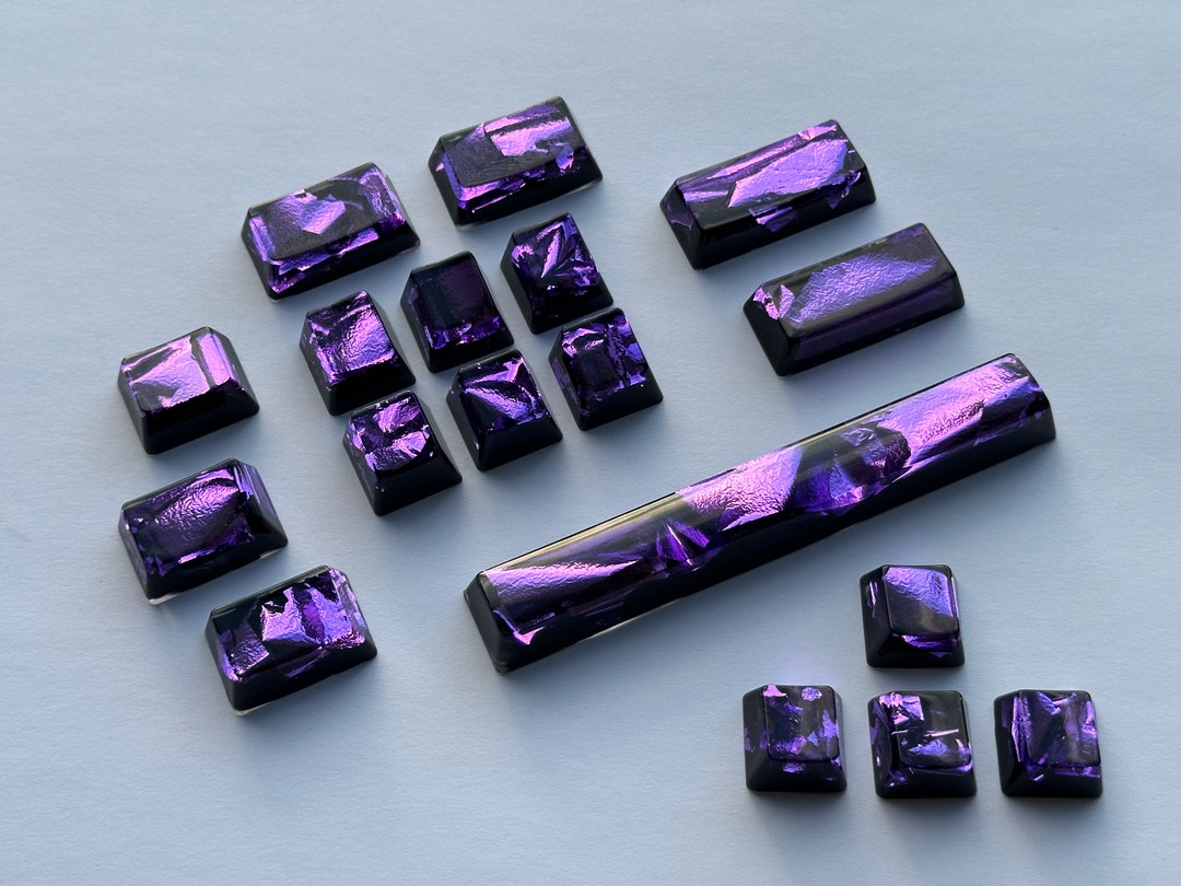 Artisan Keycaps Black & Purple Key Cap Space Bar 6.25u, 1.5u, 1u, 1.75u ...