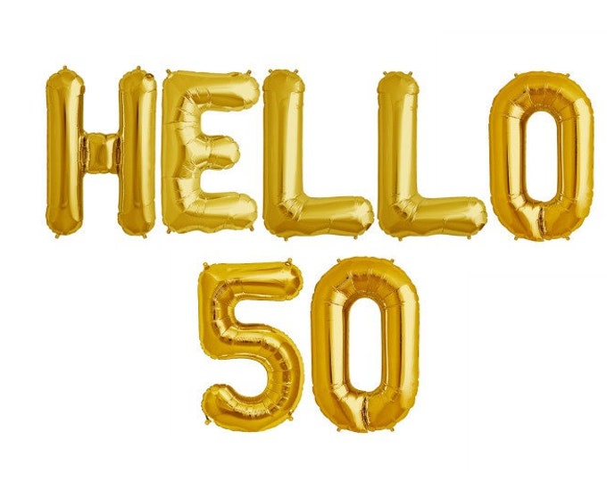 FIFTY AF Letter Balloon Banner Gold, Rose Gold, Silver, Black, Blue ...