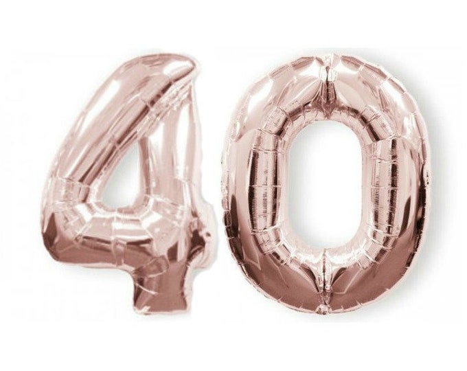 Giant Rose Gold Number 40 Balloons 40th Birthday Balloons - Etsy