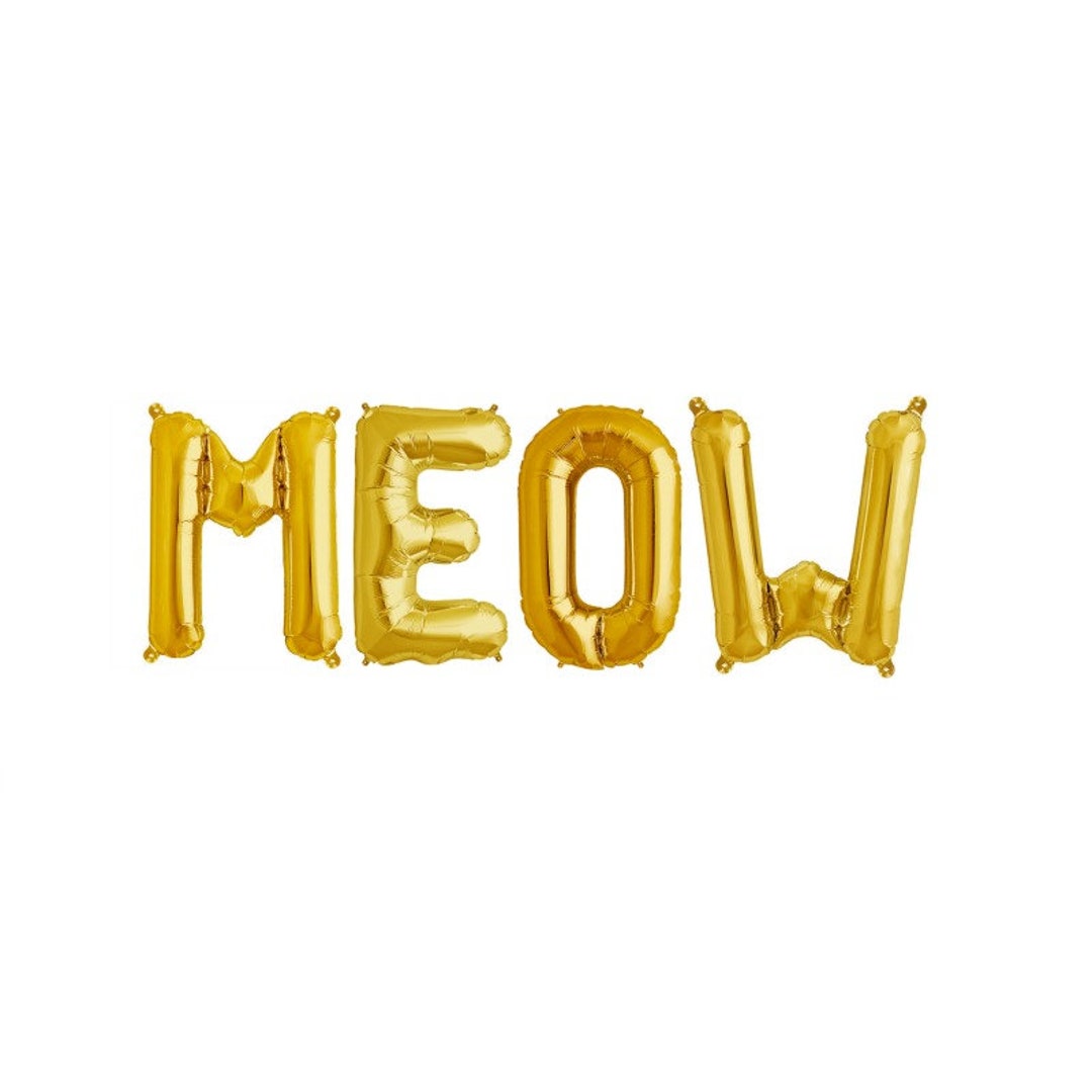 MEOW Gold 16 Letter Balloons Kitty Party Balloons Cat Birthday Balloons ...