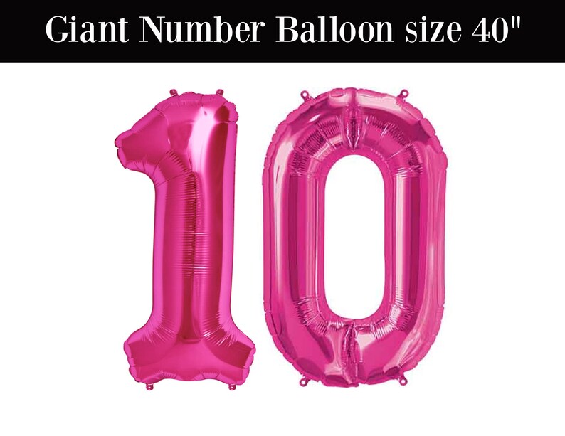 GIANT Number 10 Balloons - Pink 10th Birthday JUMBO Balloons - Etsy