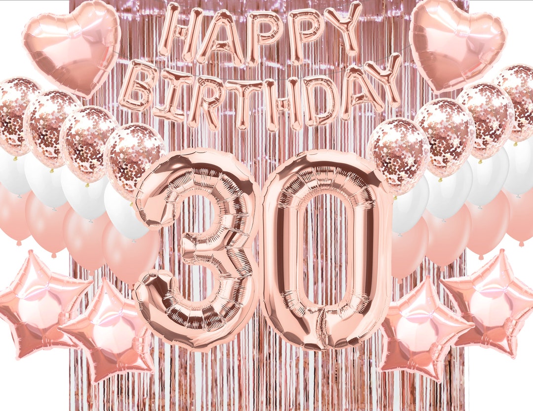 30th Birthday Decorations Party Supplies 30 Banner Rose Gold Confetti ...