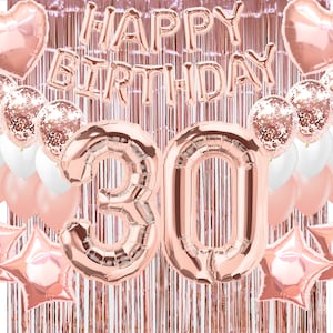 30th Birthday Decorations Party Supplies 30 Banner Rose Gold Confetti ...