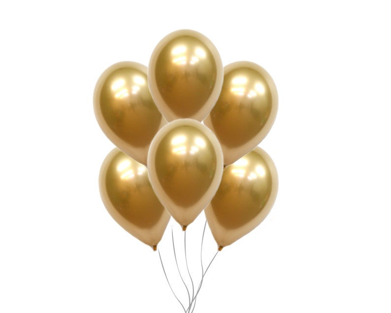 Gold CHROME Balloons - 6 Pack Gold Metallic Balloons - Graduation ...