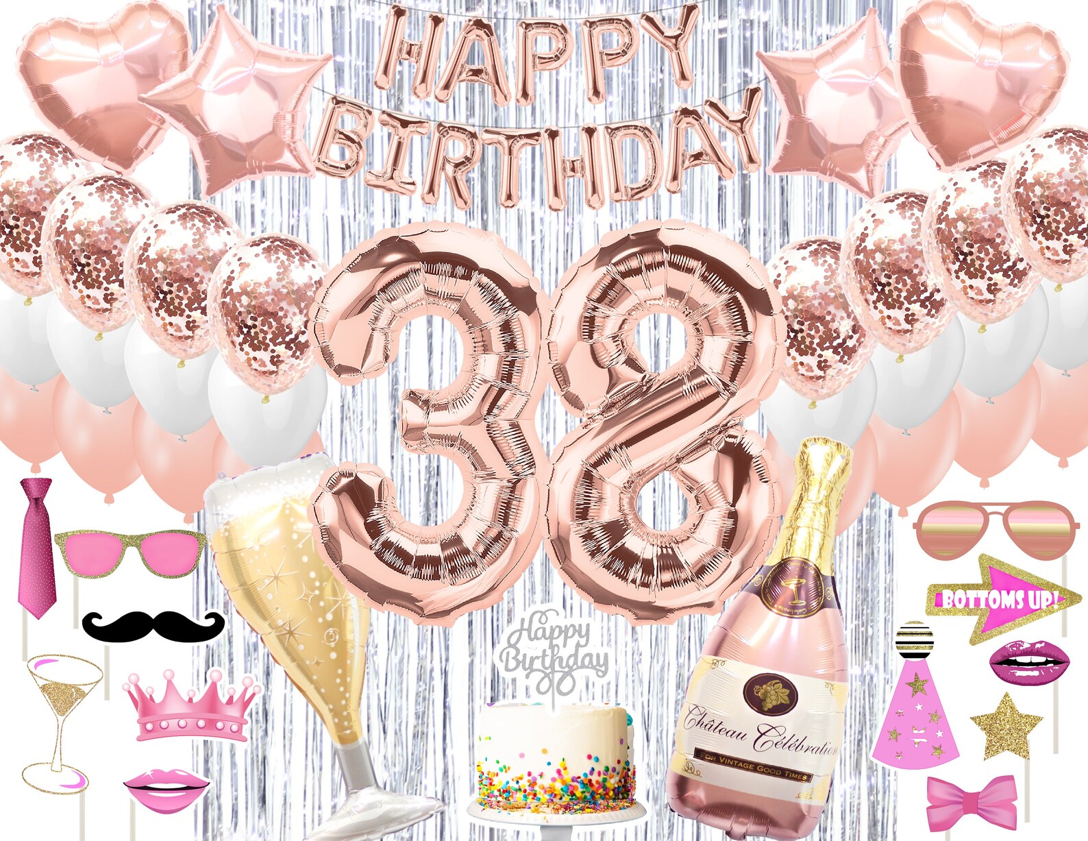 38th Birthday Rose Gold Party Decorations 38 Birthday Party - Etsy