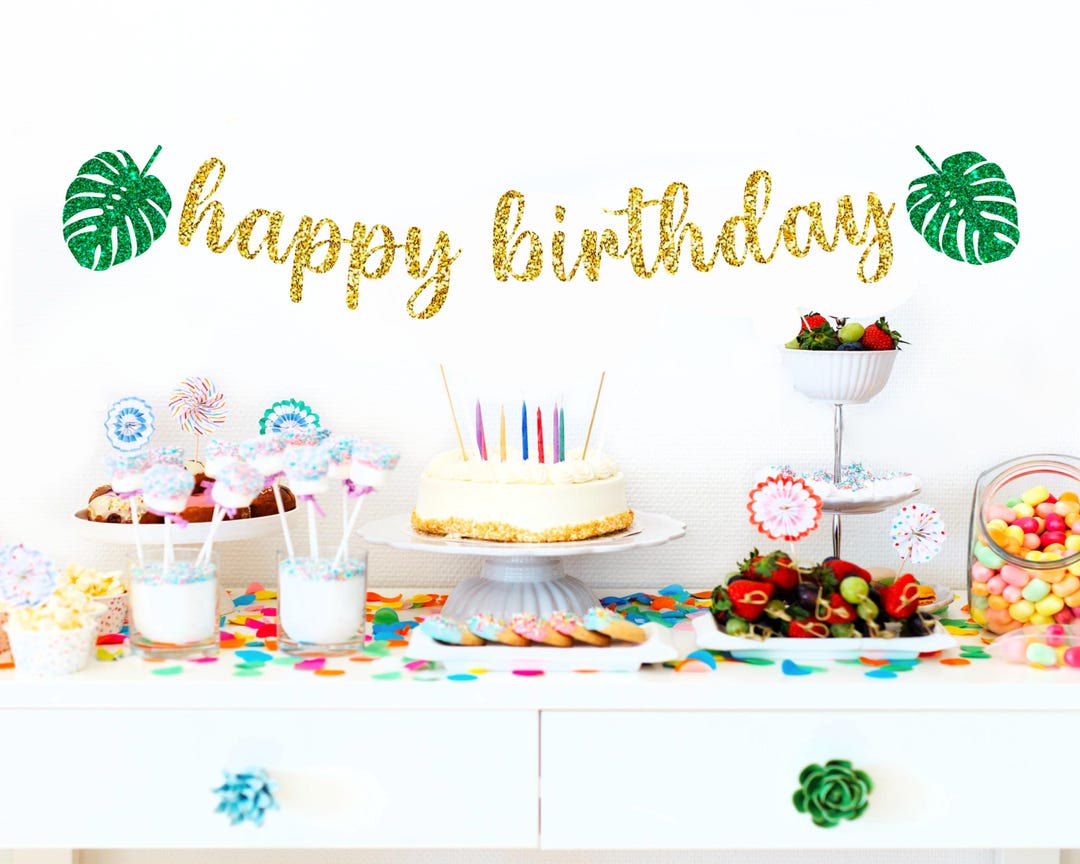 Happy Birthday Banner Tropical Birthday Banner Tropical Party ...