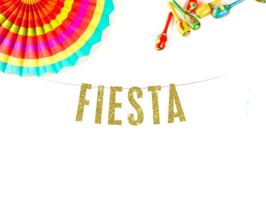 FIESTA Banner Gold Glitter Banner Cinco De Mayo Banner - Etsy