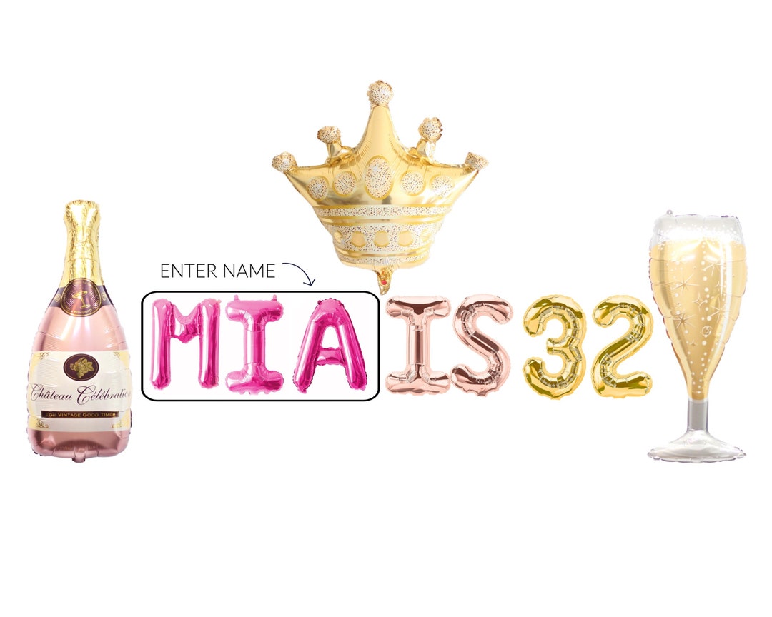 Personalized Birthday Banner for 32nd Birthday, Custom Name Pink ...