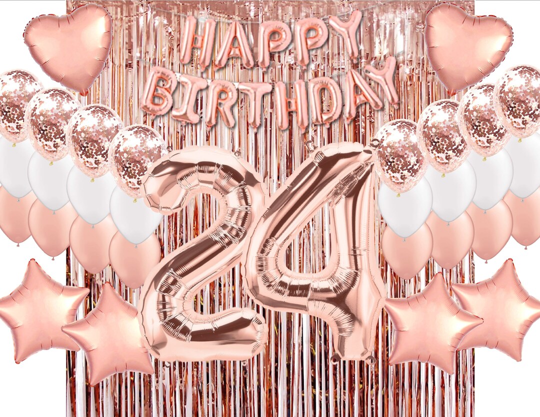 24th Birthday Party Decorations 24th Birthday Supplies Rose Gold Party ...