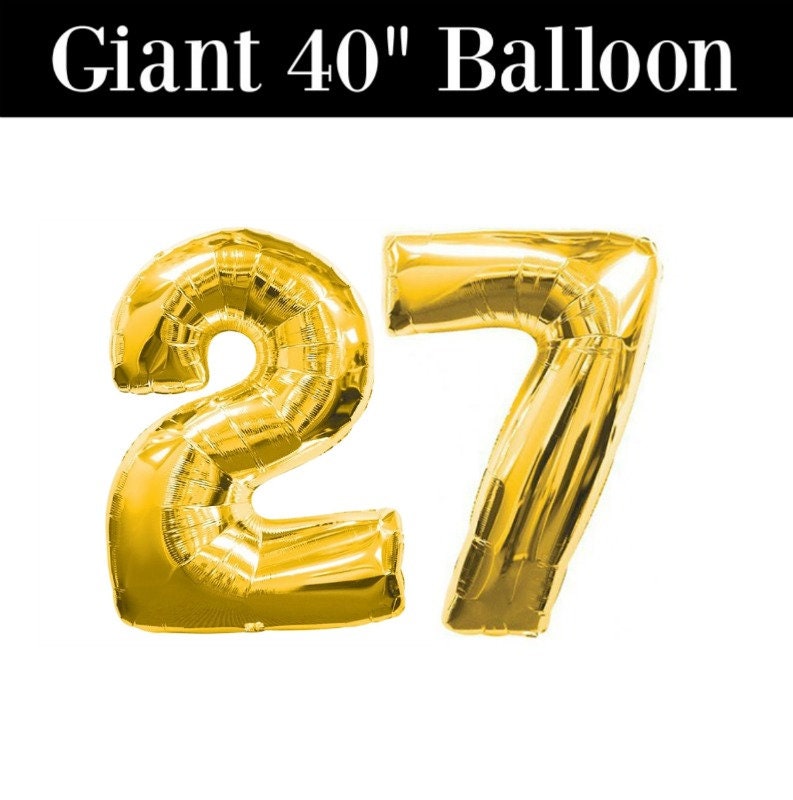 GIANT Number 27 Gold Balloons 40 Gold 27 Balloons | Etsy