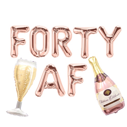 FORTY AF 16 Rose Gold 40th Birthday Rose Gold Balloons - Etsy