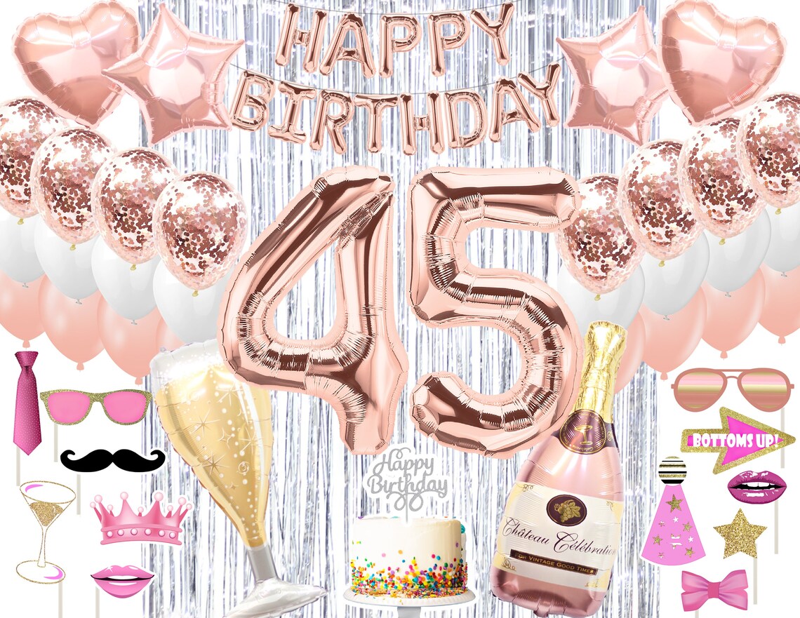 45th Birthday Party Decorations 45th Rose Gold Party Decor Kit - Etsy