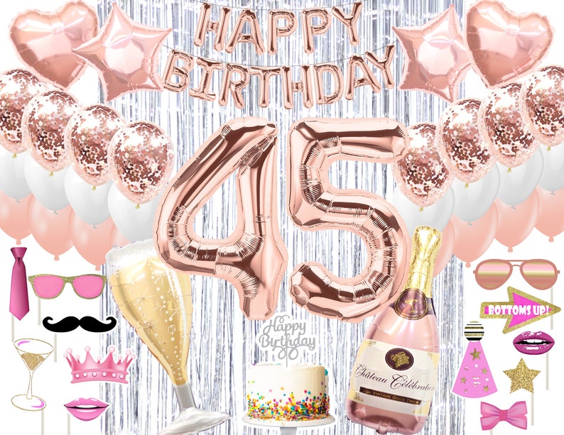 45th Birthday Party Decorations 45th Rose Gold Party Decor Kit - Etsy