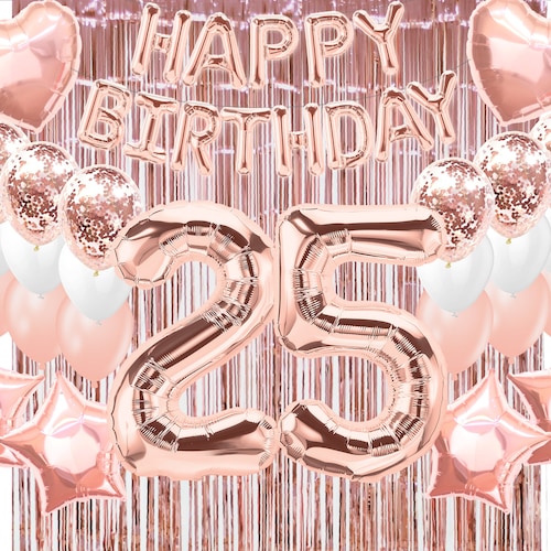 25TH Birthday Party Decorations Kit Happy Brithday Banner 25 - Etsy