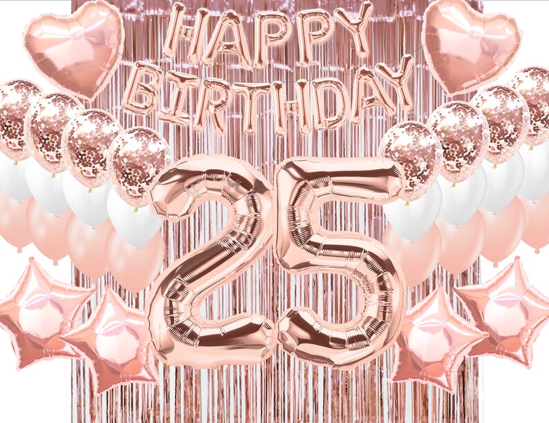 25TH Birthday Party Decorations Kit Happy Brithday Banner 25 - Etsy