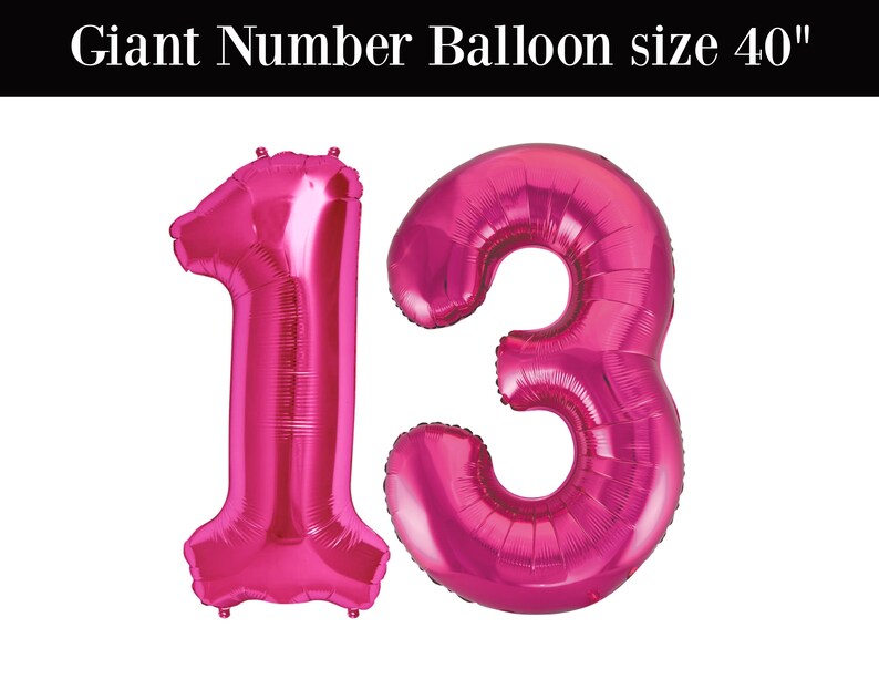 JUMBO Number 13 Balloon Pink 13th Birthday Balloons - Etsy