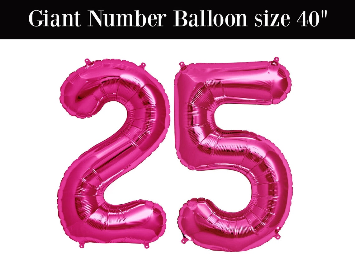 GIANT Number 25 Balloons Pink 25th Birthday JUMBO Balloons - Etsy