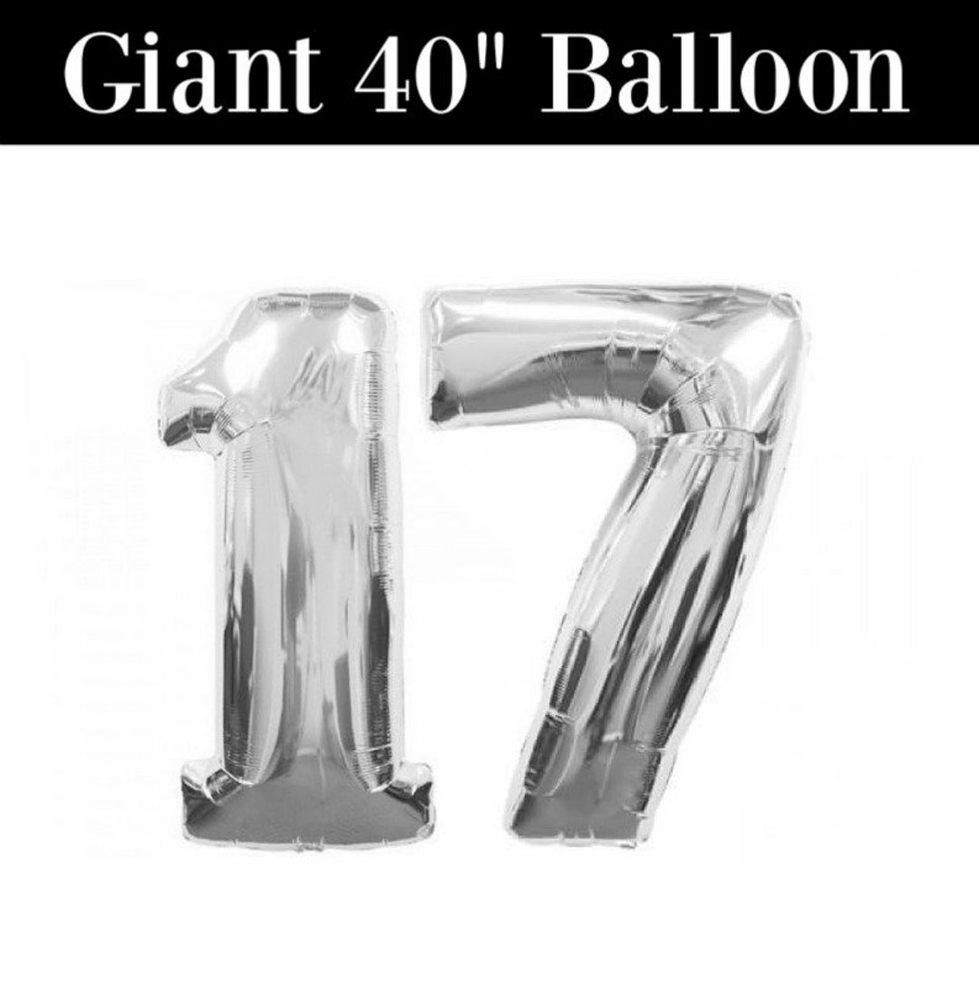 Number 17 GIANT Silver Balloons 40" - Number 17 Balloons - Etsy