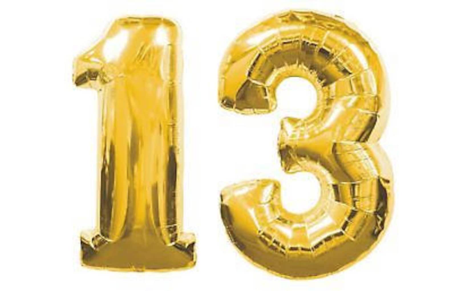 Number 13 Giant 40 Gold Balloons 13th Birthday Jumbo | Etsy