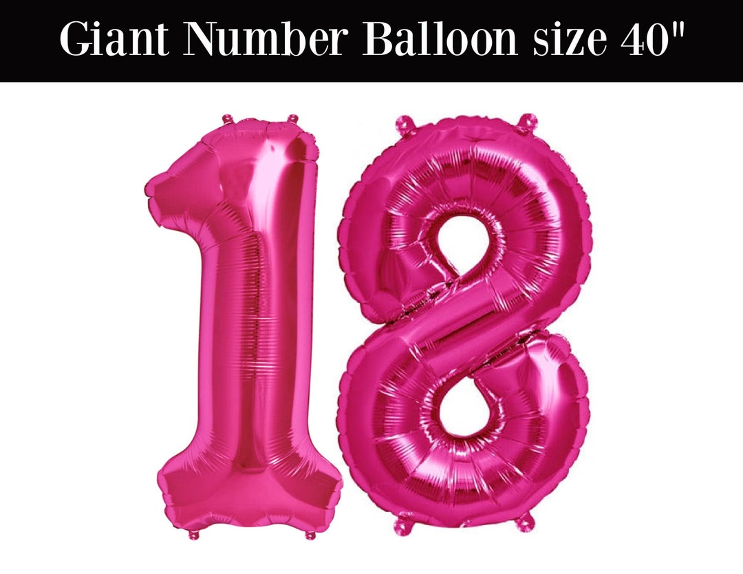 GIANT 18 Balloons Jumbo Number 18 Pink Balloons 18th Birthday Large ...