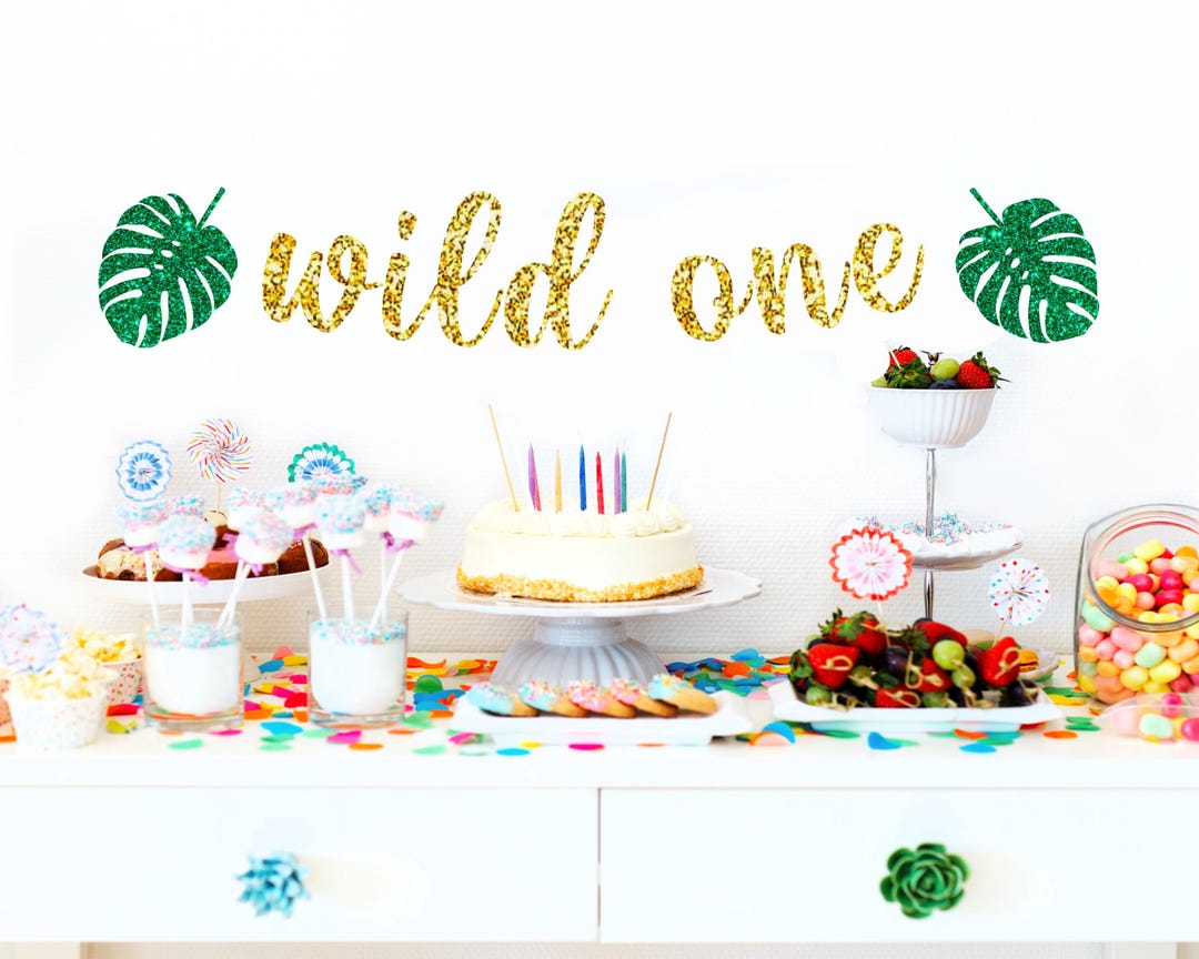Wild One Birthday Banner First Birthday Tropical Banner Tropical Party ...