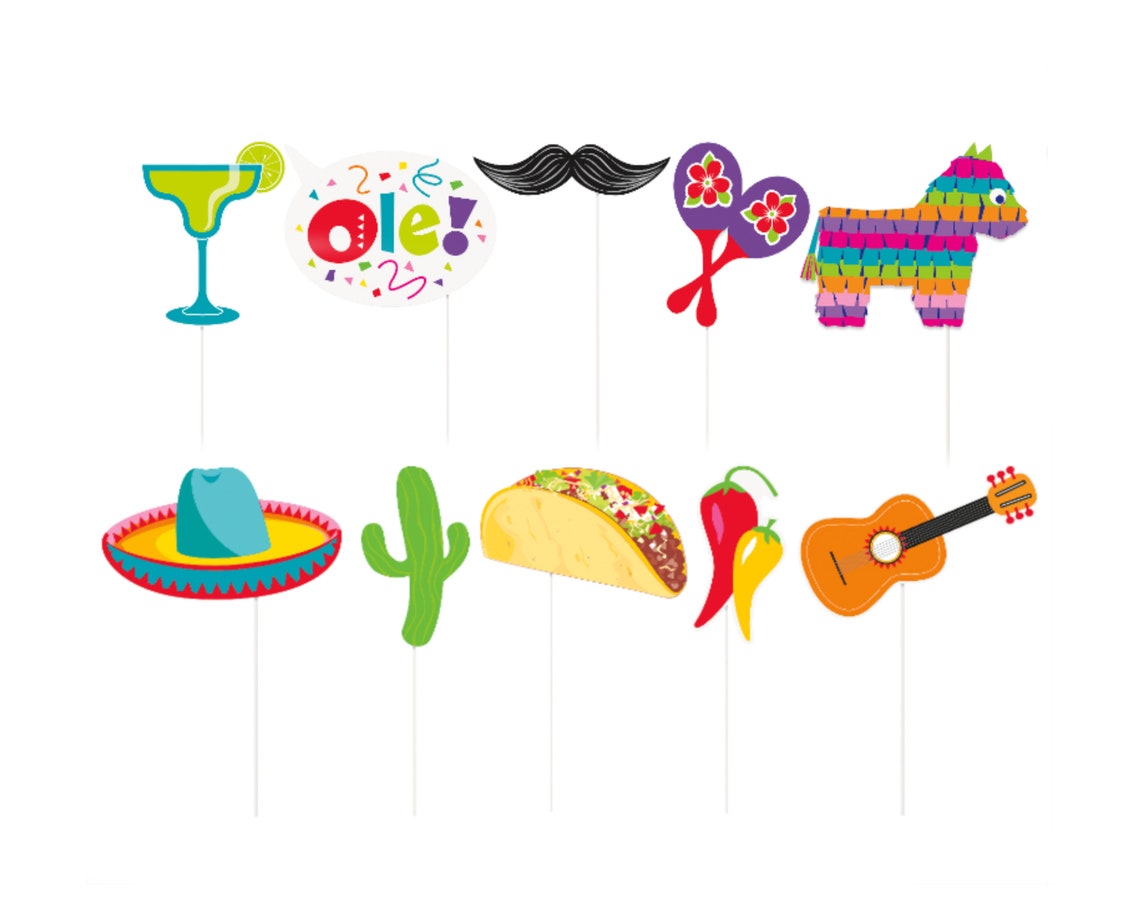 Fiesta PHOTO PROPS - 10 Photo Props - Mexican Party Photo Booth Props ...