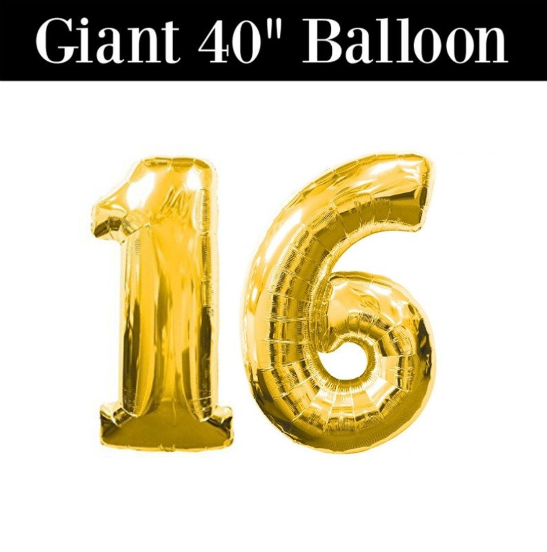 Number 16 GIANT Gold Balloons 40" Gold 16 Balloons - Etsy