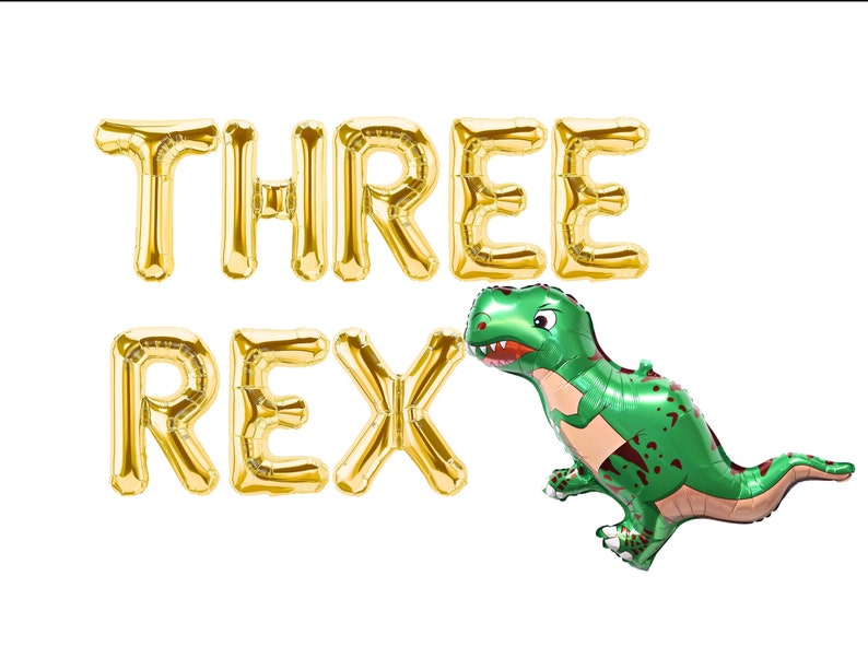 THREE REX 16 Gold Balloons 3rd Birthday Letter - Etsy