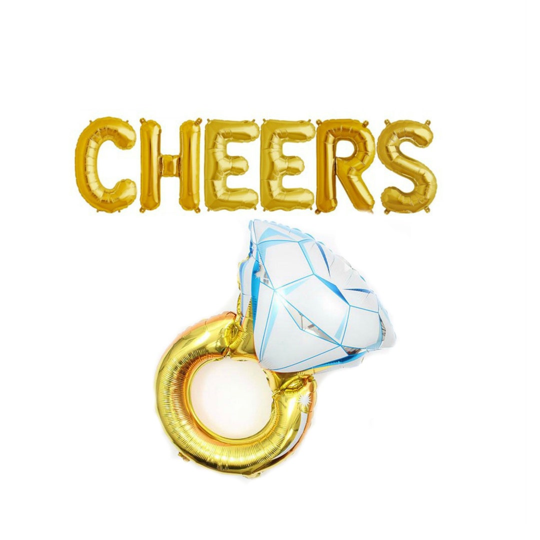 CHEERS Gold 16 Balloons Party Balloons Diamond Ring Balloon Bridal ...