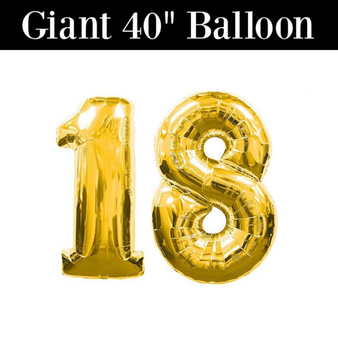 GIANT Number 18 Gold Balloons 40 Gold 18 Balloons - Etsy UK