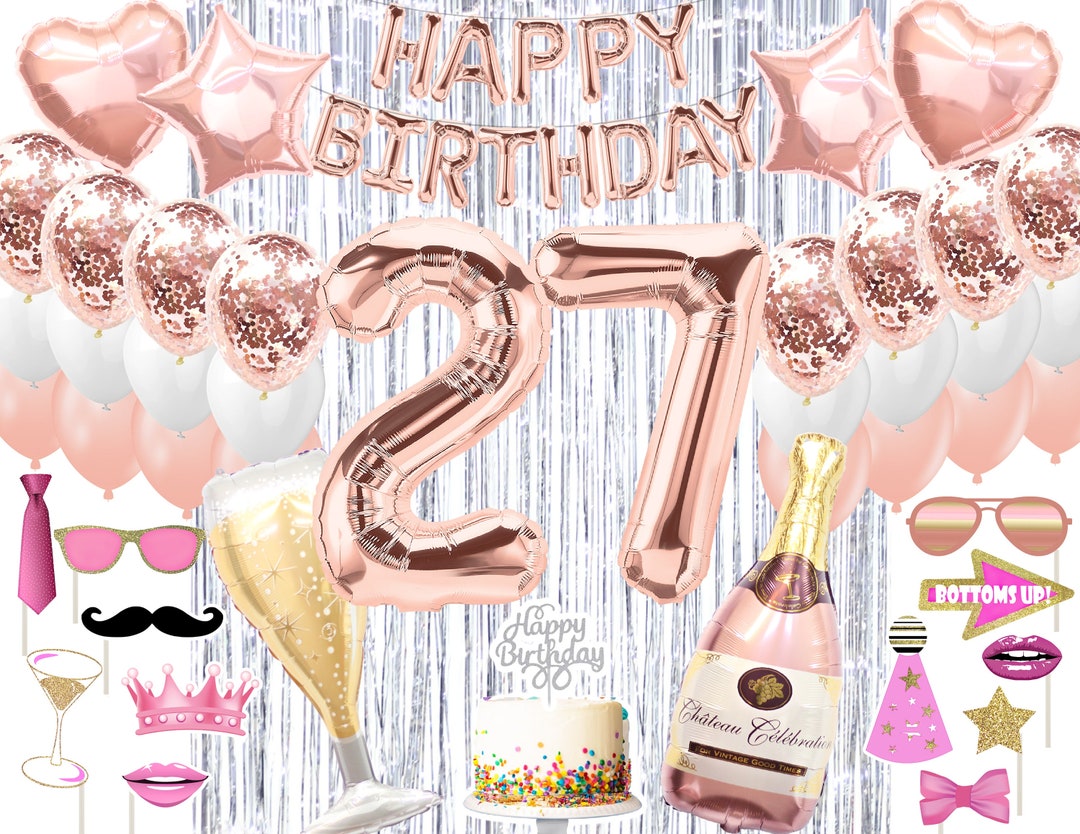27th Birthday Party Decorations 27th Rose Gold Party Supplies 27th ...