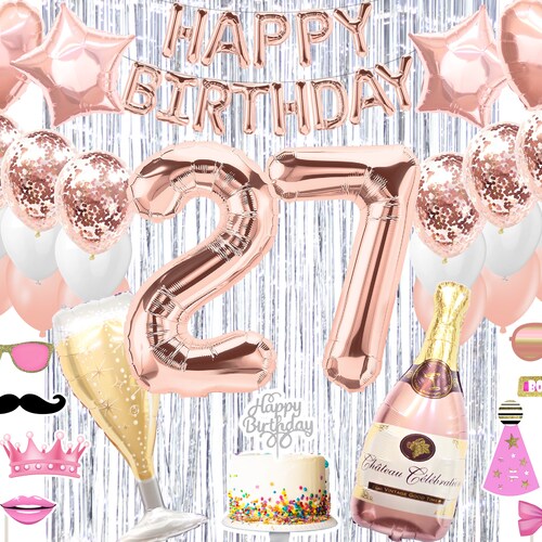 27th Birthday Party Decorations 27th Rose Gold Party Supplies - Etsy