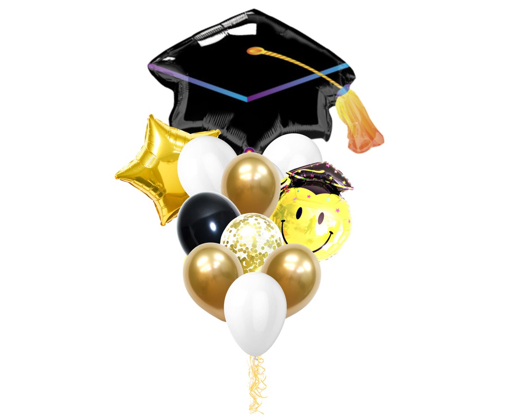 Graduation Balloon Bouquet, Grad Cap Large Balloon, Jumbo Grad Balloon ...