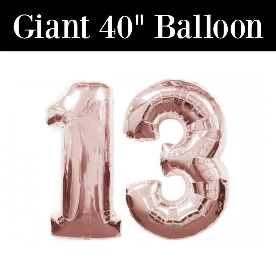 Number 13 GIANT Rose Gold Balloon 40" 13th Birthday ROSE GOLD Balloons ...
