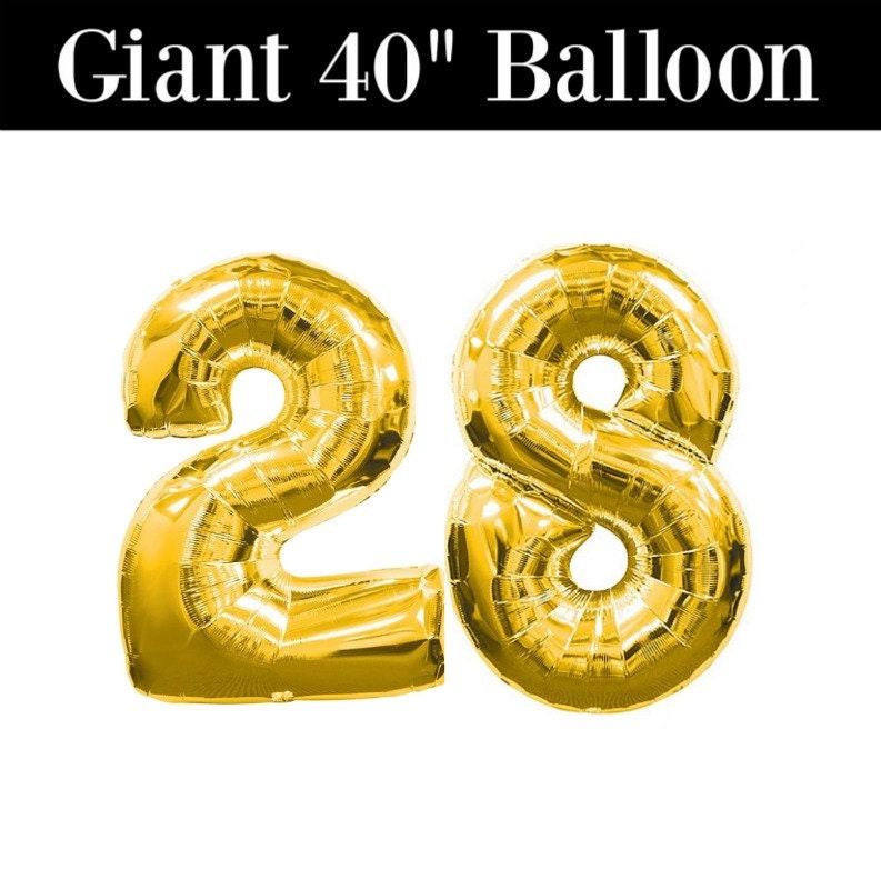 GIANT Number 28 Gold Balloons 40 Gold 28 Balloons | Etsy