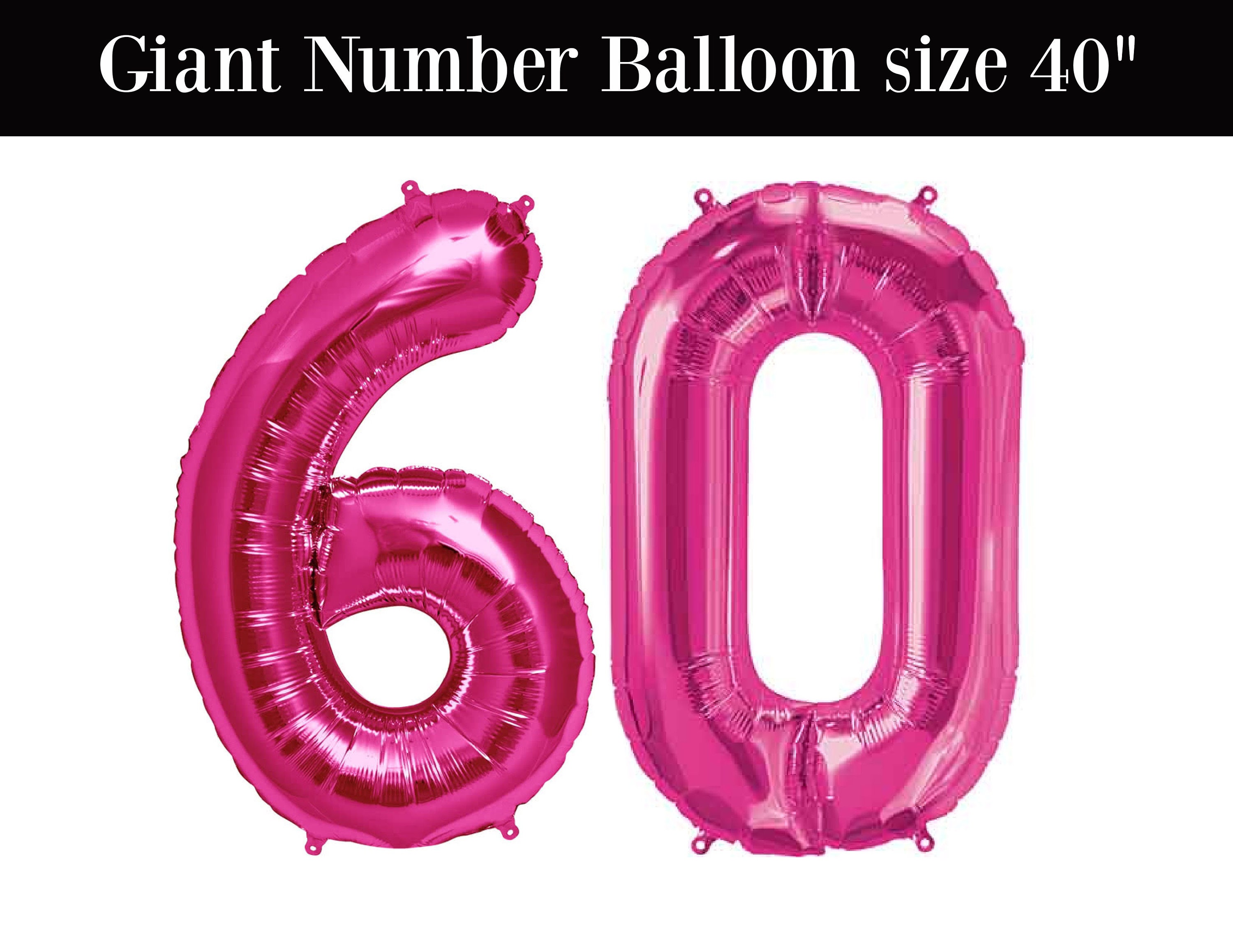 GIANT Number 60 Balloons Hot Pink 60 Jumbo Balloons 60th Birthday ...