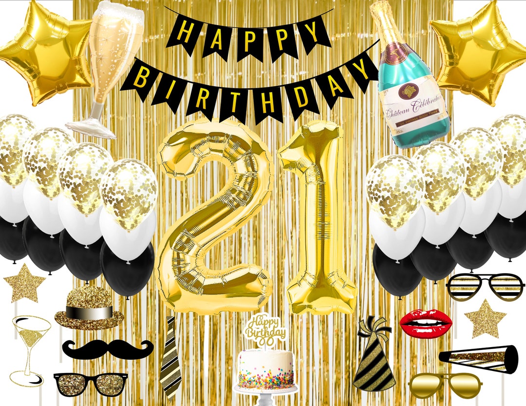 21st Birthday Party Decorations Black And White 21st Birthday Etsy 21st-birthday-party-decorations-black-and-white-21st-birthday-etsy