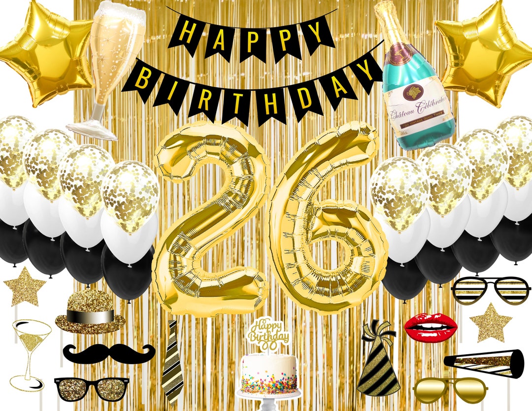 26th Birthday Gold Party Decorations 26th Birthday Photo Props 26th ...