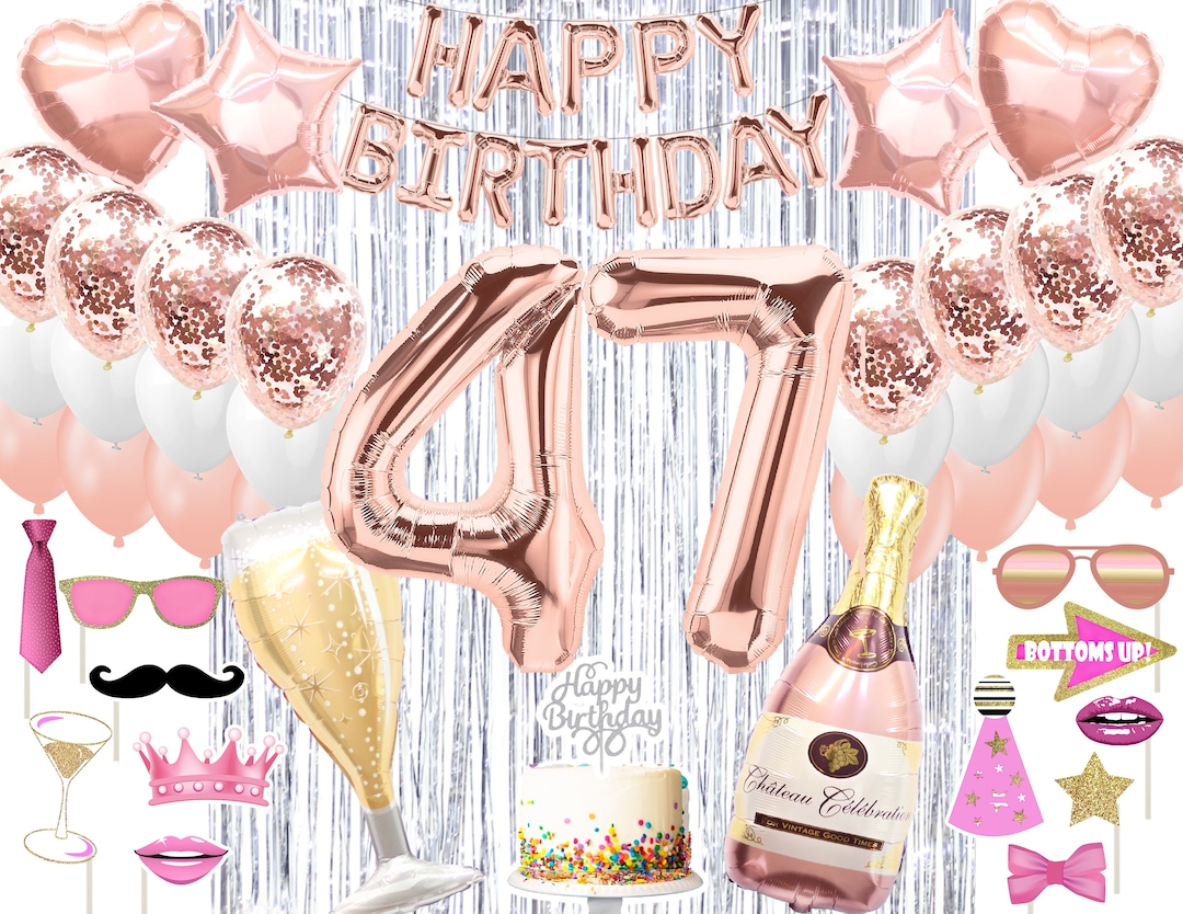 47th Birthday Party Decoration 47th Birthday Party Supplies Rose Gold ...