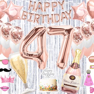 47th Birthday Party Decoration 47th Birthday Party Supplies Rose Gold ...