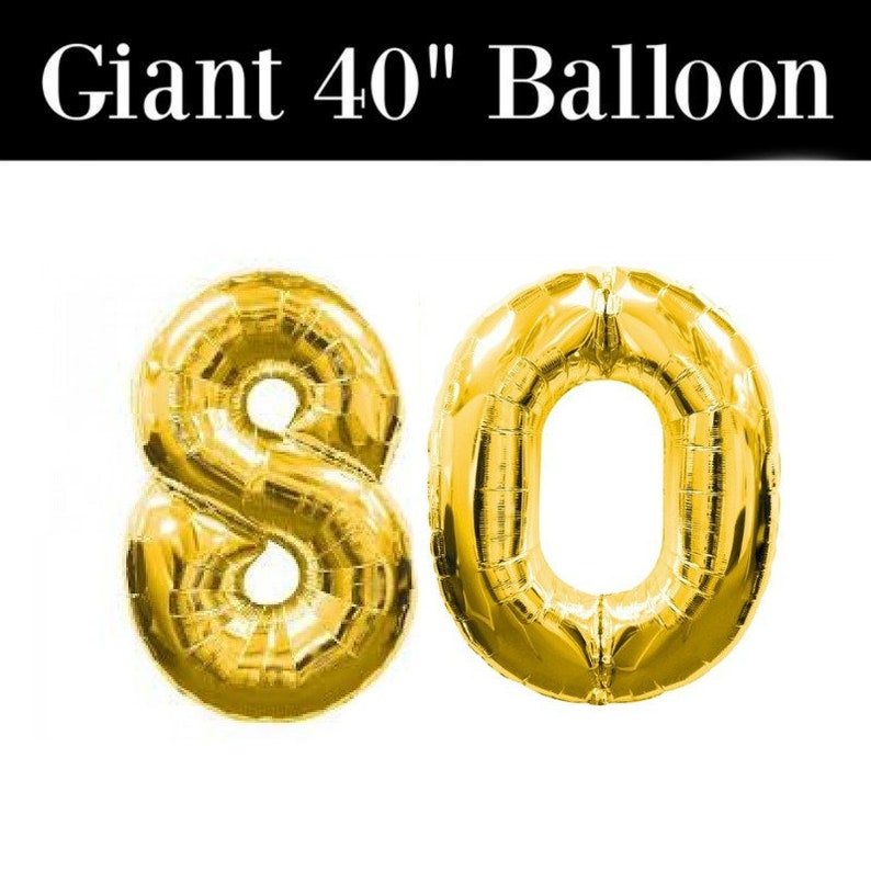 Number 80 GIANT 40 Gold Balloons 80th Birthday Gold | Etsy