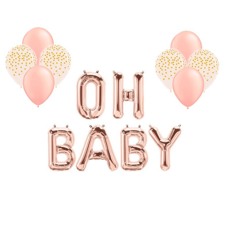 OH BABY Balloon Banner Oro rosa 16 globo de letra kit de globo ducha de ...