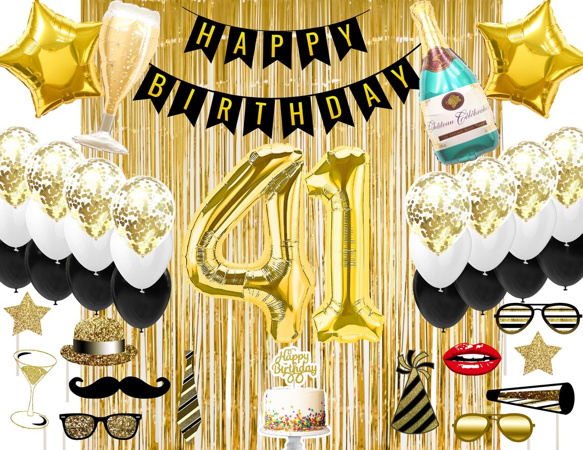 41st Birthday Party Decorations 41 Gold Number Balloon 41st - Etsy