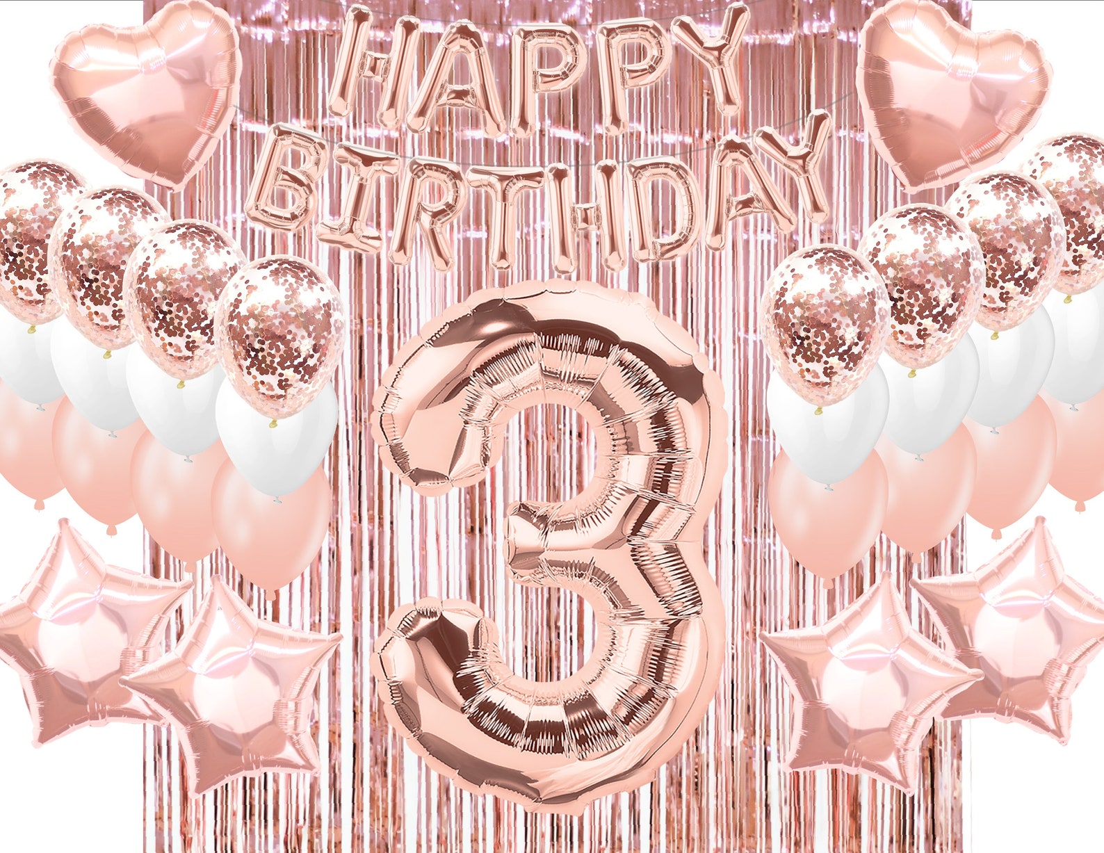 3rd Birthday Party Supplies 3rd Birthday Party Decorations 3 Party Rose ...
