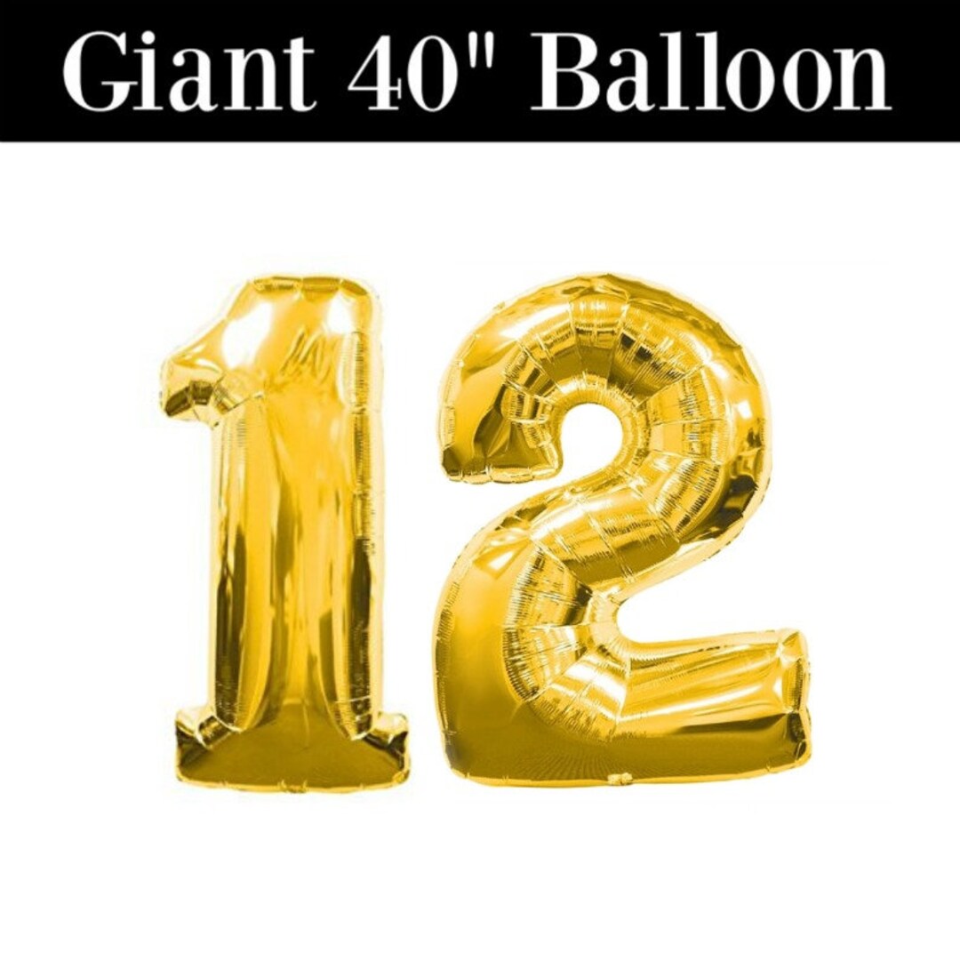 Number 12 GIANT 40" Gold Balloons - 40" Gold Balloons - Etsy