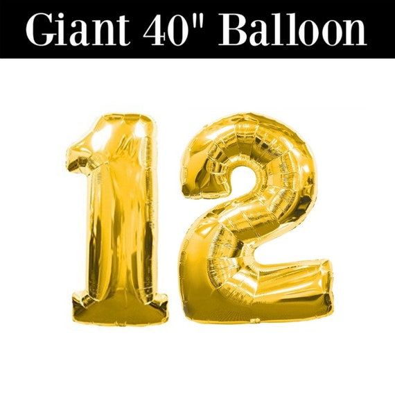 Number 12 GIANT 40 Gold Balloons 40 Gold | Etsy