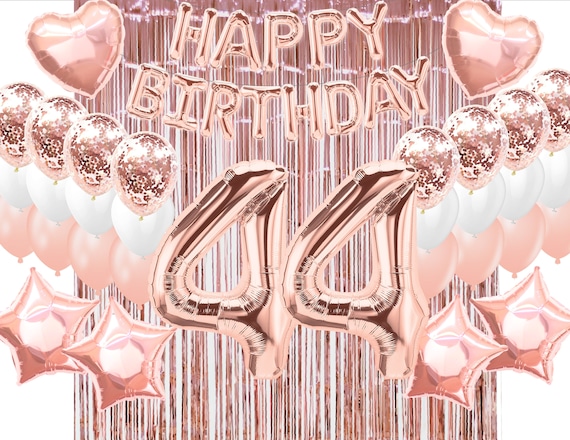 44th birthday party decorations 44th party supplies forty four backdrop decor ideas rose gold confetti rose gold decoration kit Etsy