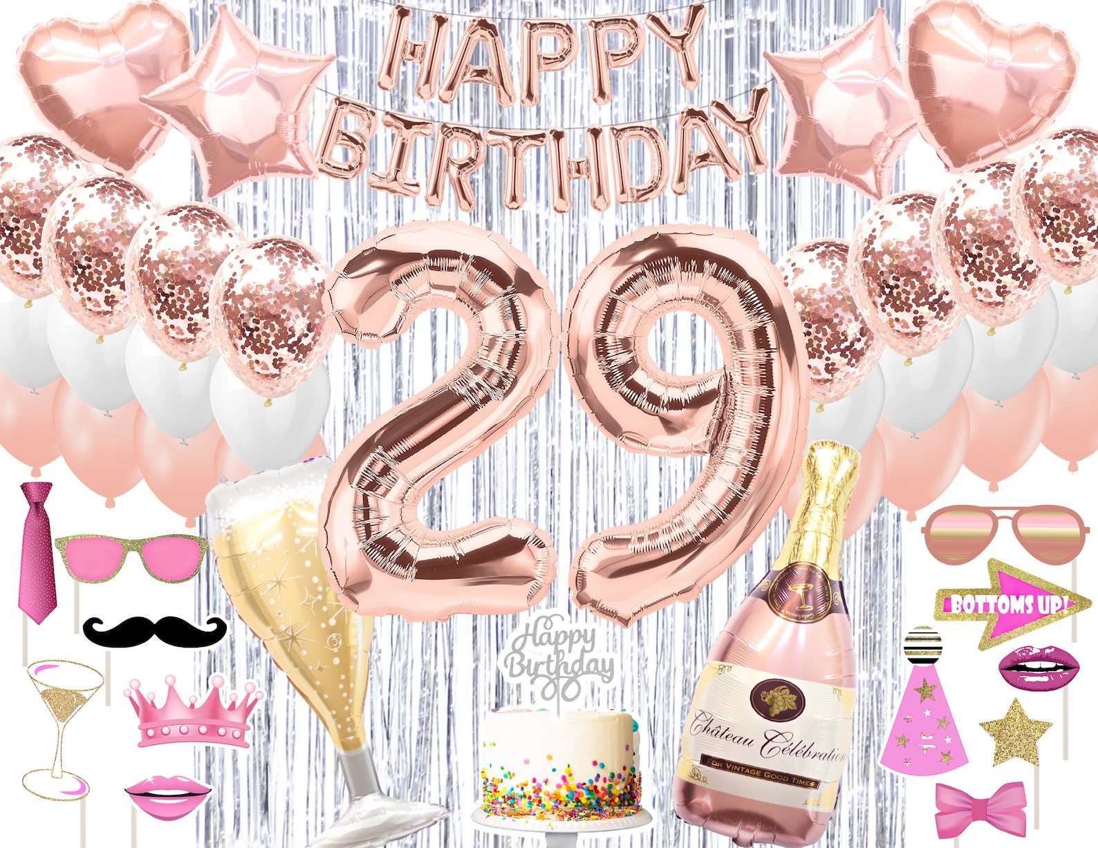 29th Birthday Party Decorations 29th Party Supplies Rose Gold 29 Giant ...